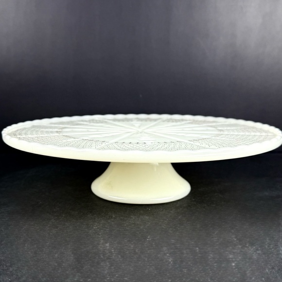 Fire King | Dining | Vintage Fk Anchor Hocking Milk Glass Pedestal Cake ...